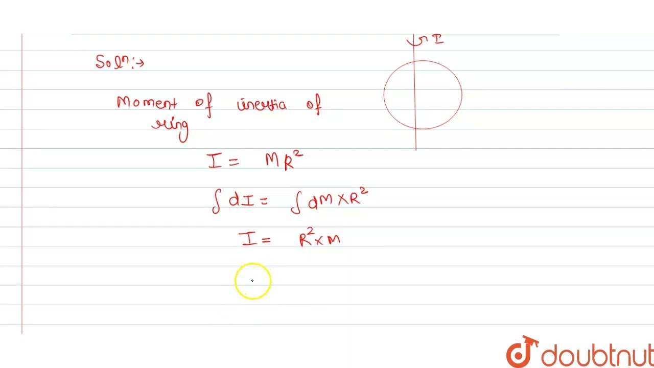 The moment of inertia of a circular ring of mass 1 kg about an axis ...