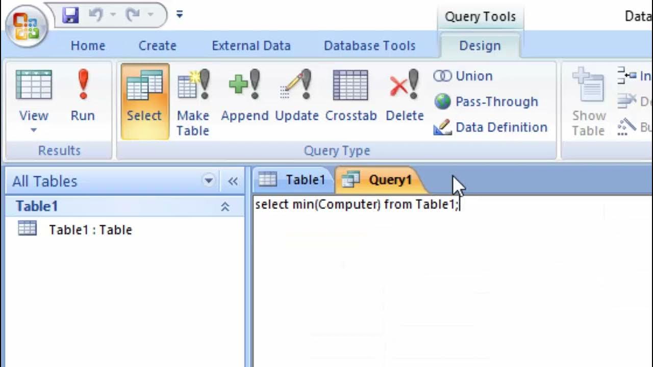 Calculate Minimum and Maximum using SQL query in Microsoft Access 2007@COMPUTEREXCELSOLUTION ...