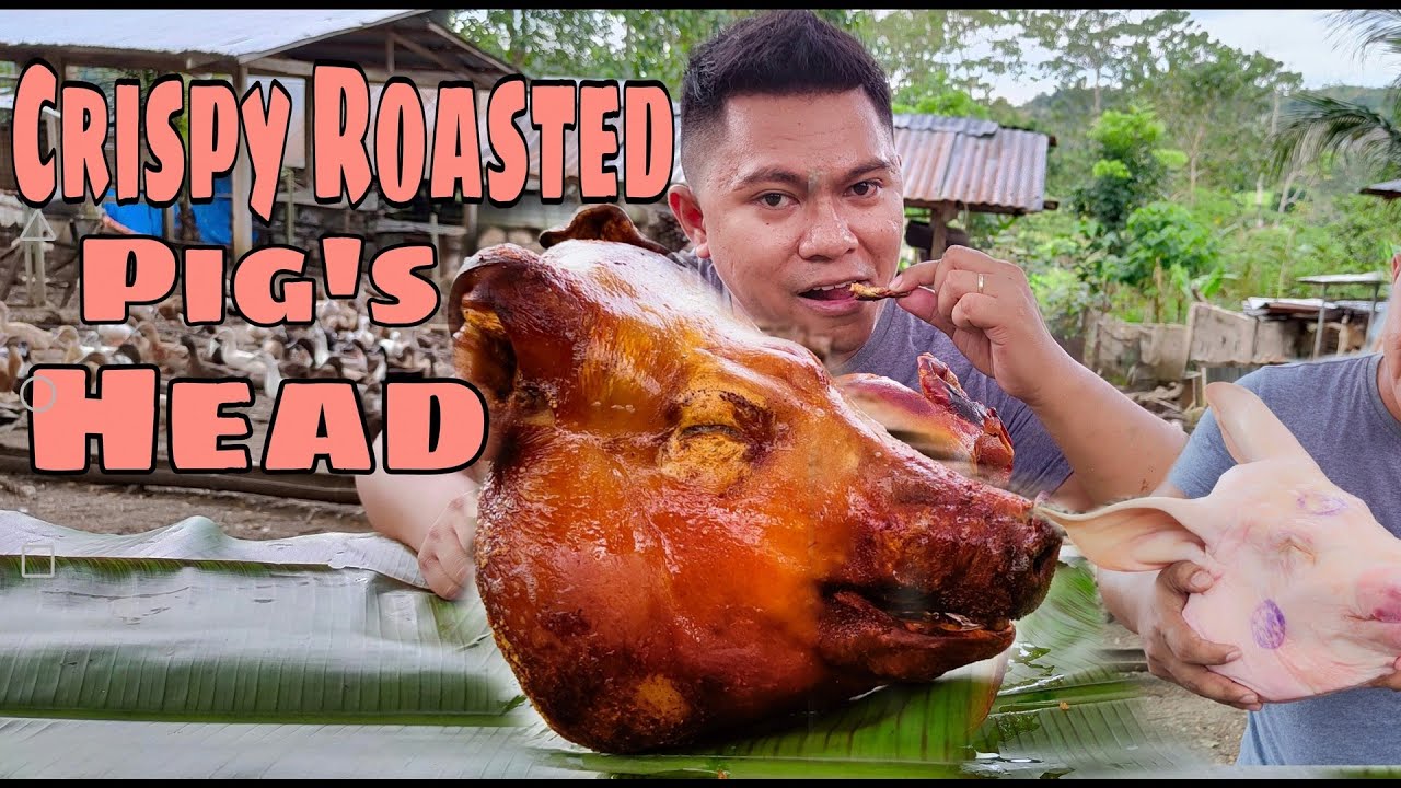 CRISPY ROAST PIG HEAD | MUKBANG FILIPINO LECHON FOOD - YouTube