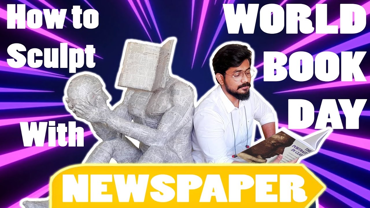 How to do a life size sculpture with Newspaper | Book reading sculpture ...