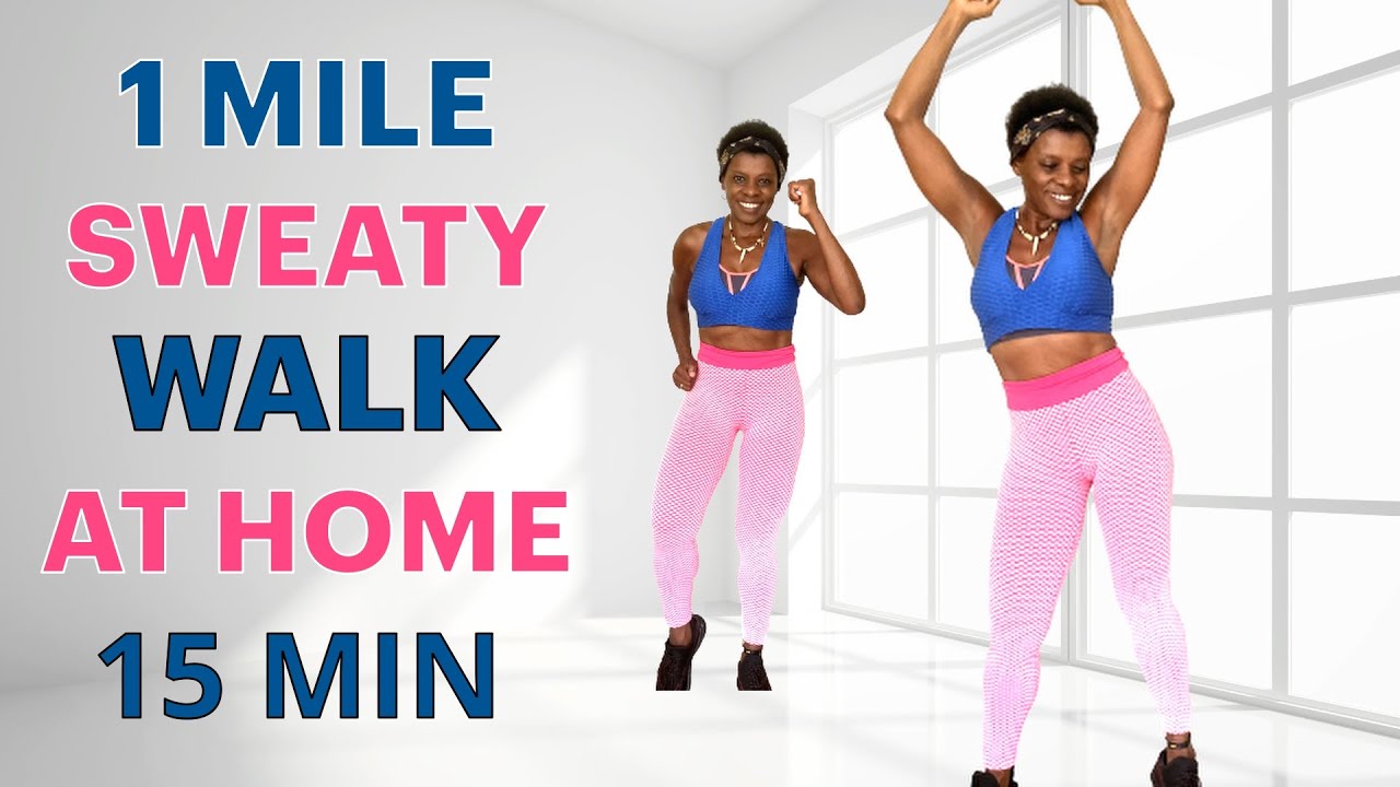🔥1 MILE SWEATY WALK AT HOME for FAT BURN🔥15 MIN No Jumping Full Body ...