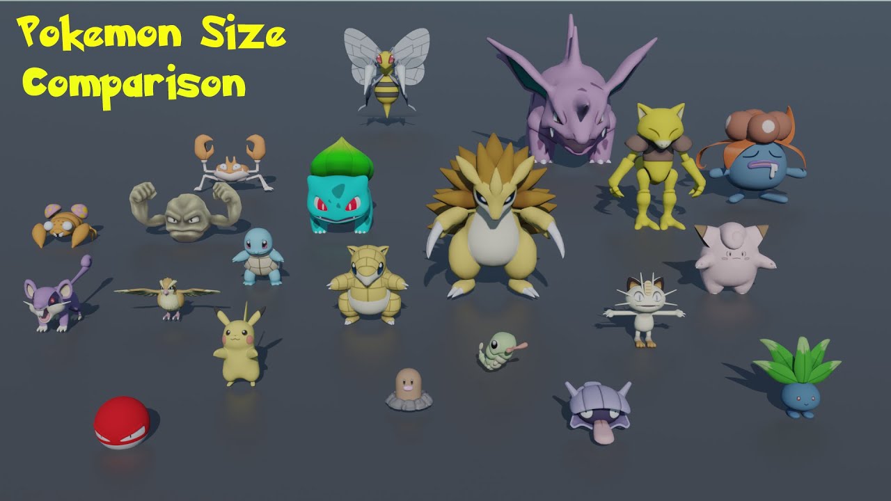 Pokemon Character Size Comparison 3D I Shine Studio - YouTube