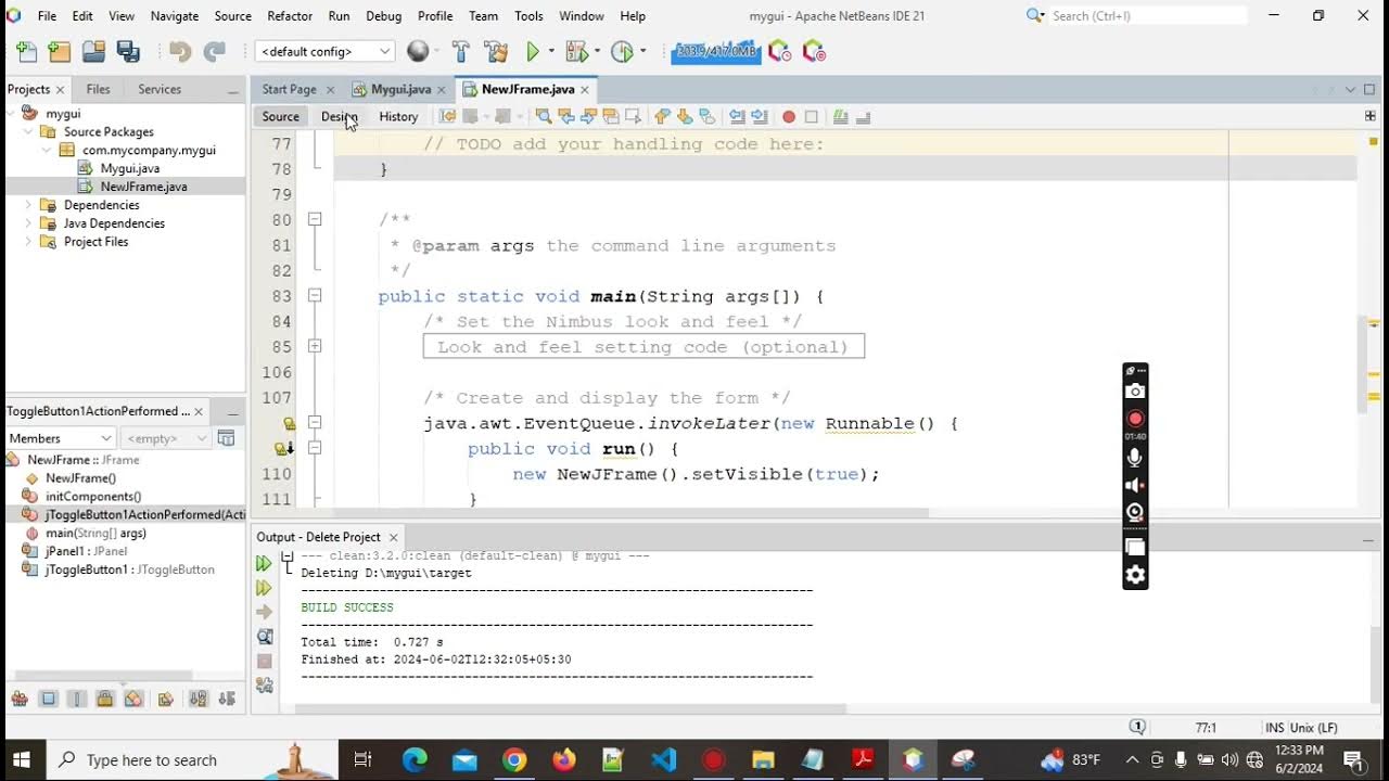 Netbeans Java Swing Toggle Button - YouTube