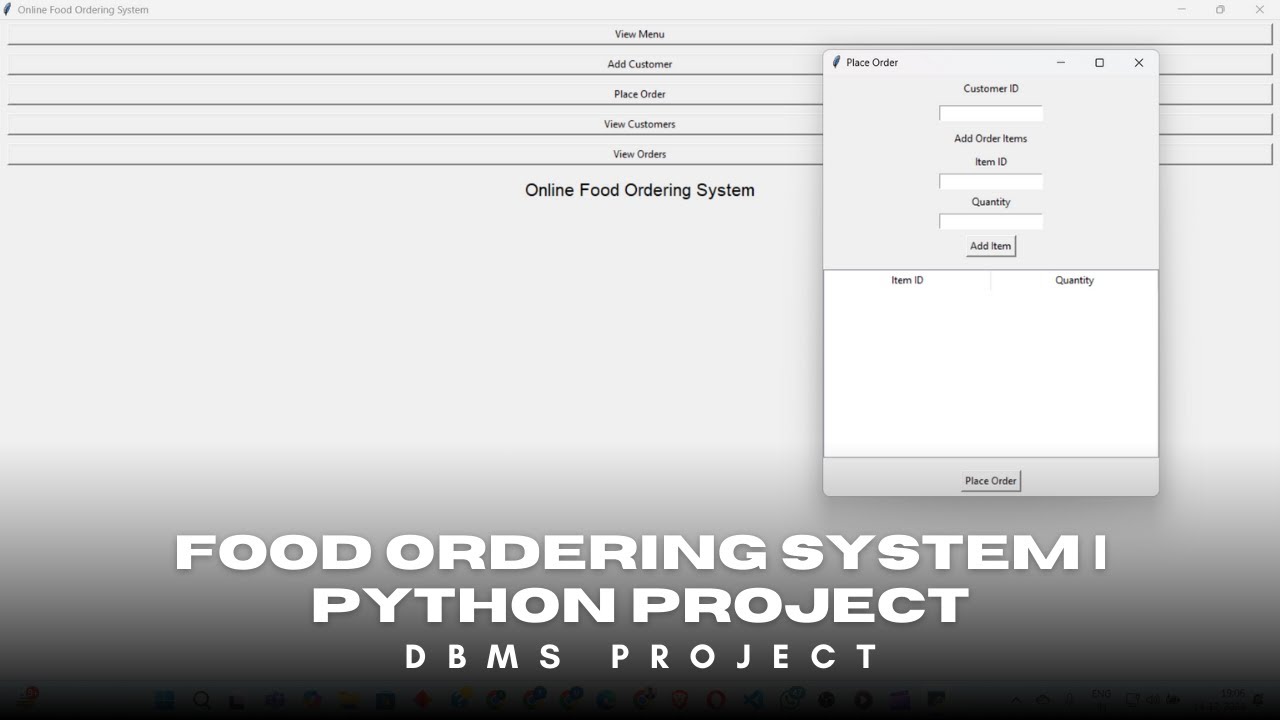 Online Food Ordering System | Python + SQLite + Tkinter | Project Demonstration | DBMS - YouTube