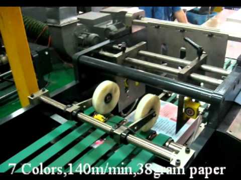 flexo printing machine with slitting sheeter inline - YouTube