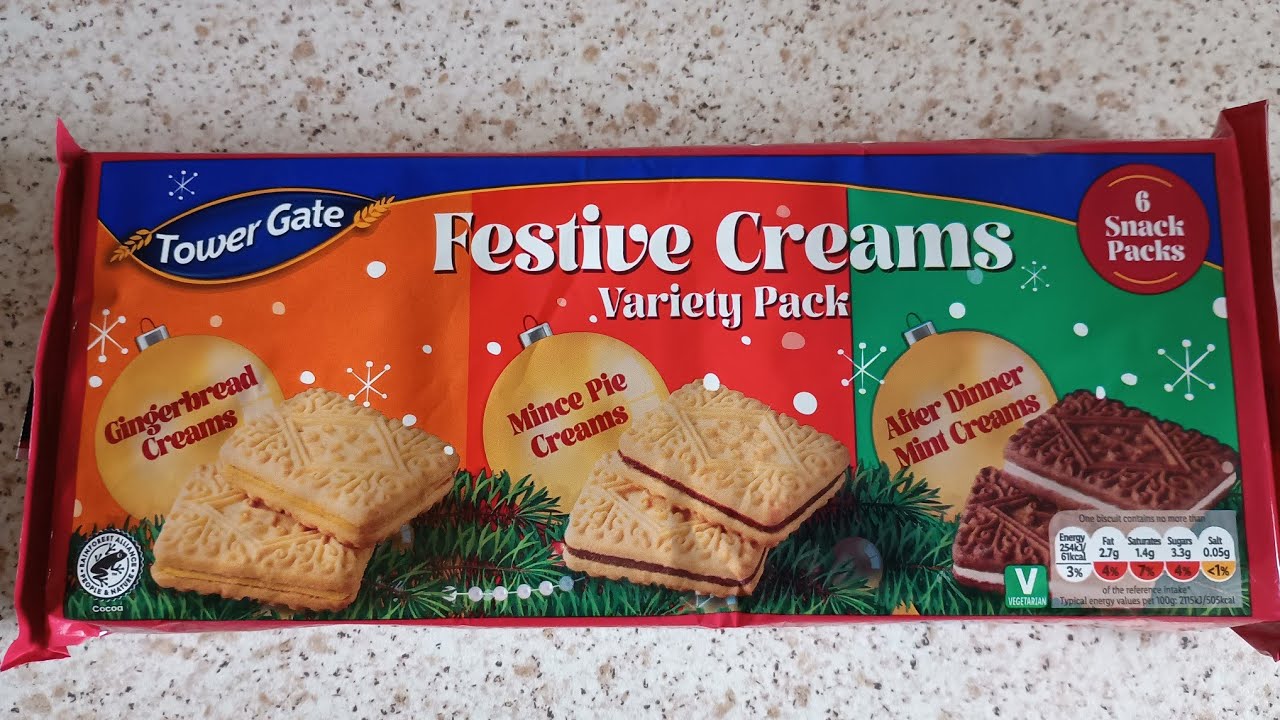 Lidl Festive Creams Biscuits Food Snacks Review £1.49. 450g poor - YouTube