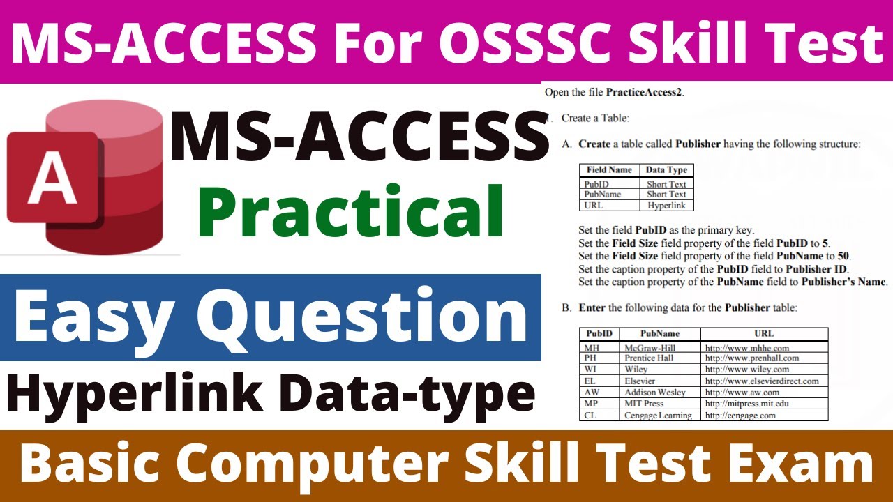 MS Access practical question pdf osssc | Computer Skill Test for PEO ...