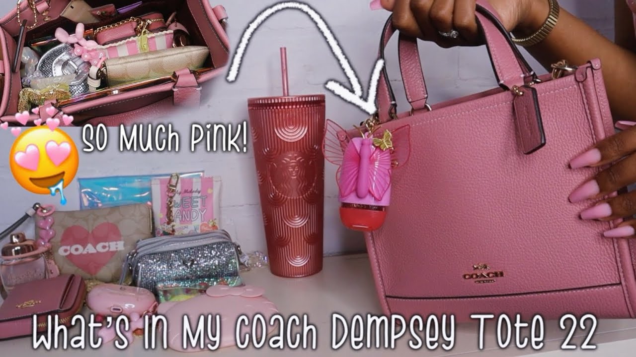 What’s In My Bag - Coach Dempsey Tote “22 True Pink - YouTube