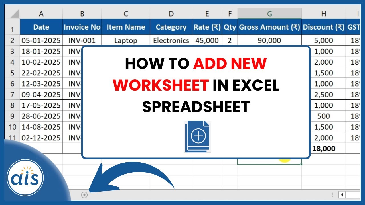 How to Add New Worksheet in Excel Spreadsheet | MS Excel Basics for ...