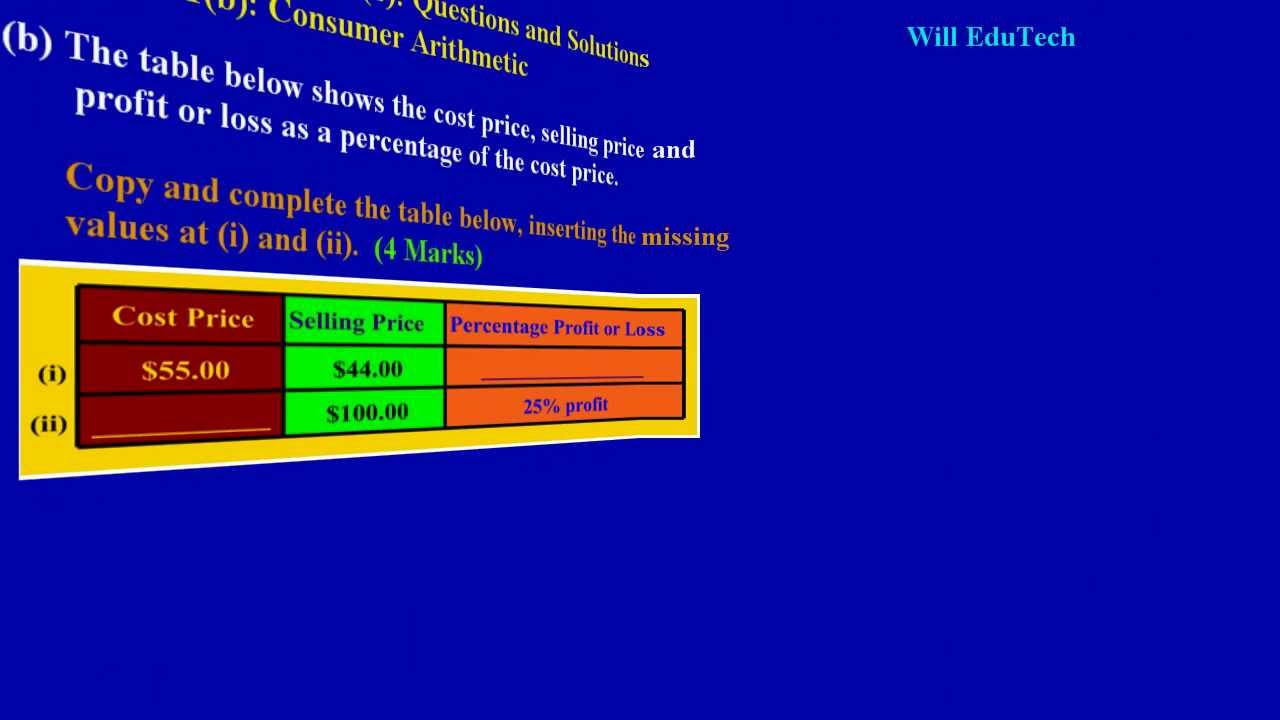 CSEC CXC Maths Past Paper 2 Question 1b May 2012 Exam Solutions ...