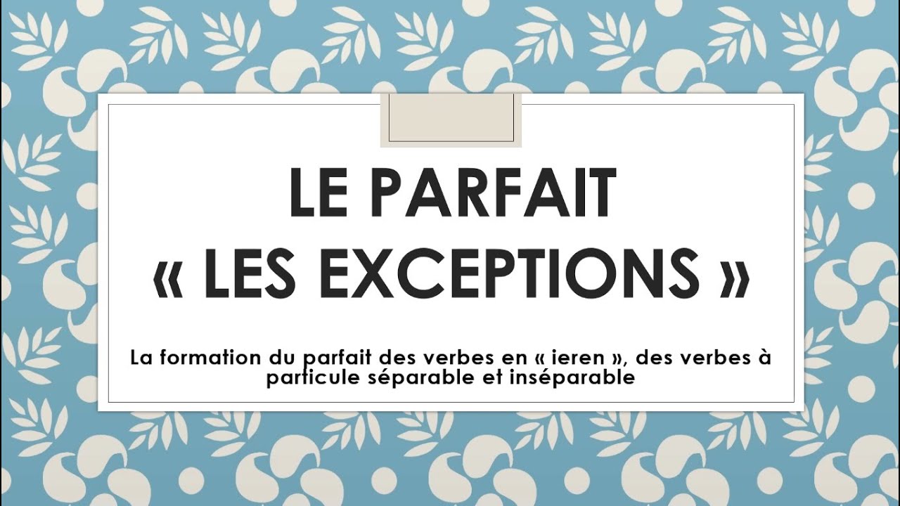Le parfait en allemand "les exceptions" - YouTube
