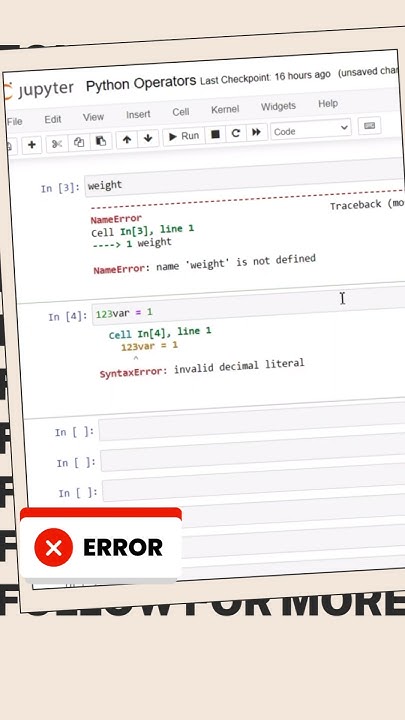 Simple Error Made When Creating Variable And Assigning Code Codingtips Python 4500