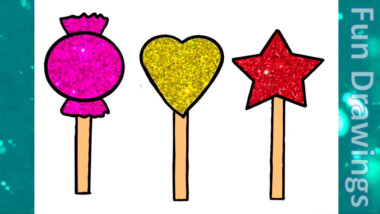 How to Draw Lollipops - Coloring With Glitter - YouTube