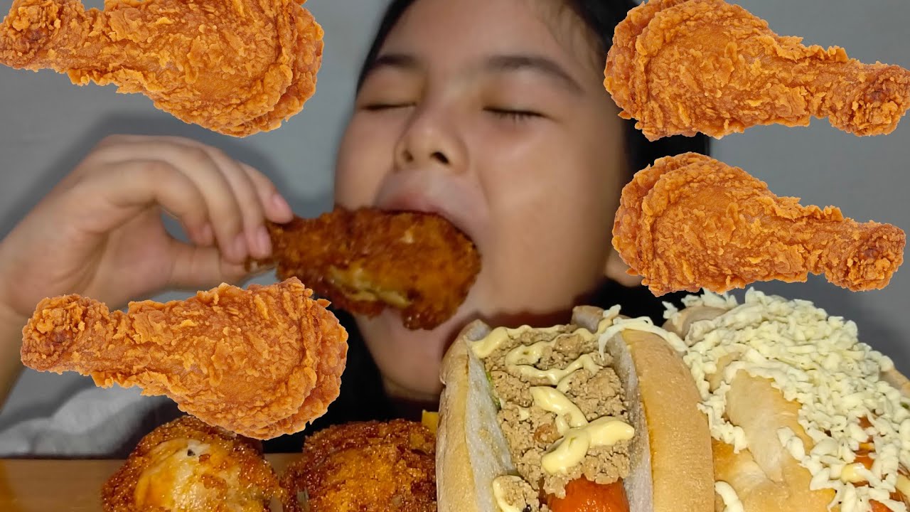 EATING CRISPY FRIED CHICKEN | HOTDOG CHEESE SANDWICH | HOTDOG BEEF ...