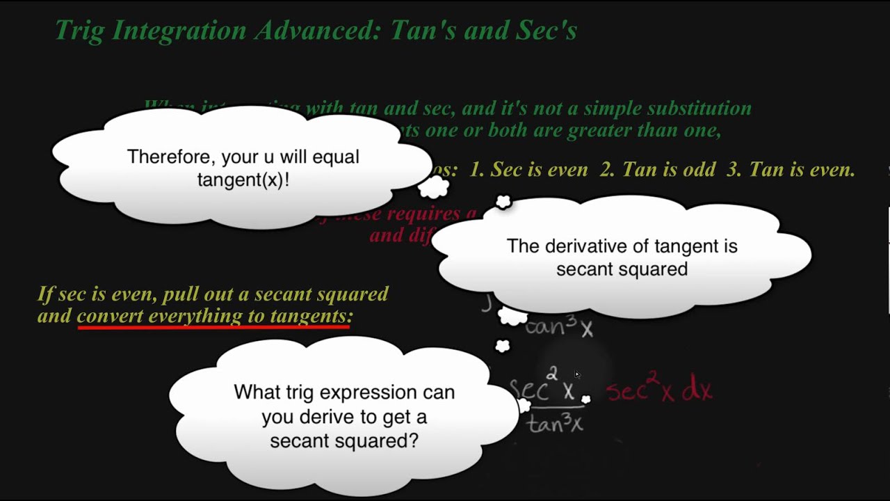 [Calculus][Cal I]-Advanced Trig Integration-Sec & Tan, Sec Exp Even ...
