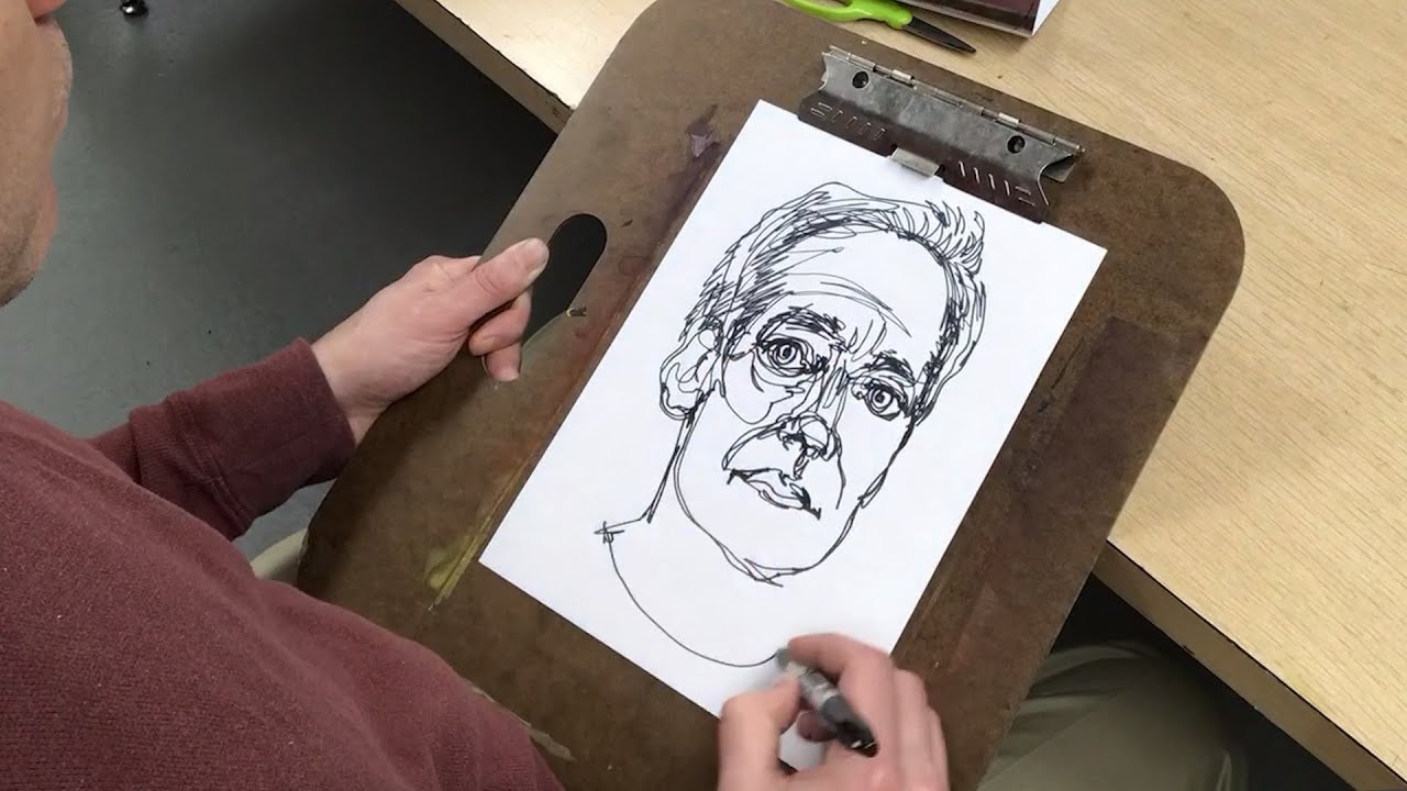 Self-portrait Contour Drawing Time-Lapse - YouTube