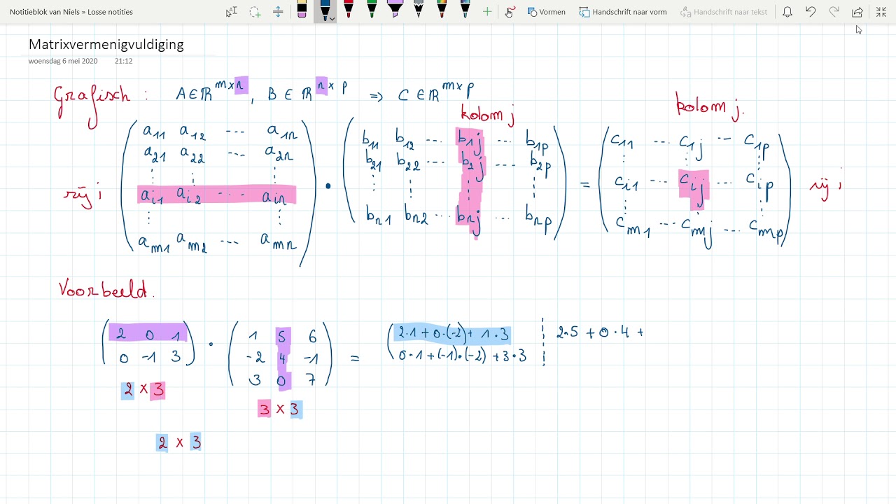 Vermenigvuldigen van matrices - YouTube
