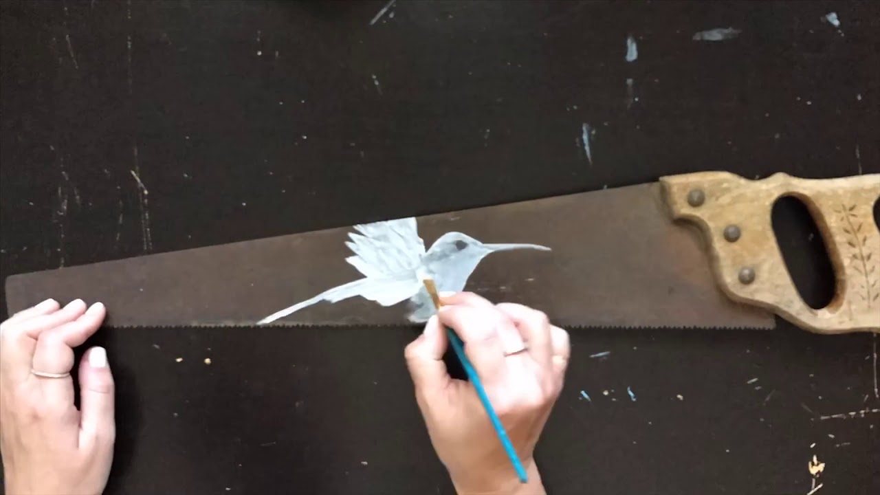 HUMMINGBIRD PAINTING ON OLD SAW VIDEO! BY BEINGSTACE - YouTube