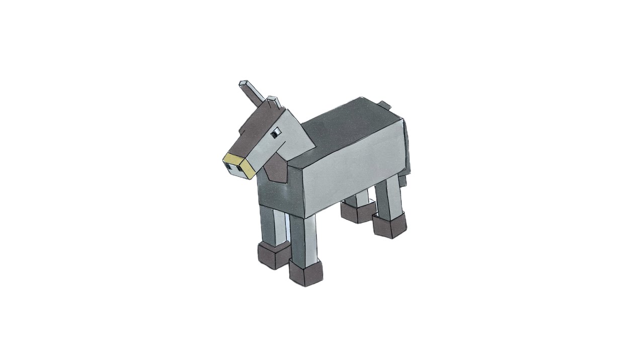 How to Draw Donkeys Passive Mob in Minecraft – Follow Along and Learn ...