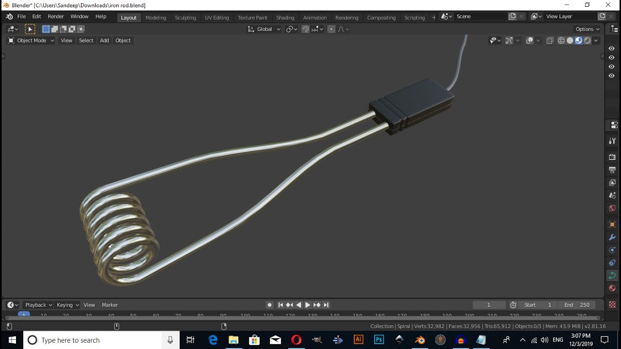 Blender 2.81 - Water Heater Rod modeling - YouTube