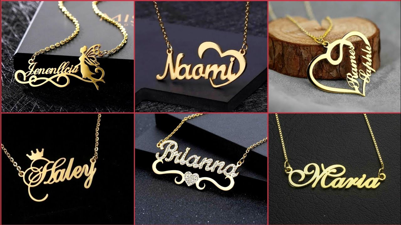 Most Decent And Stylish Gold Names Nacklaces Designs - YouTube