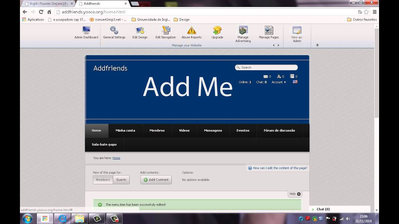 Aula 2. Como criar uma rede social no yooco.org - YouTube