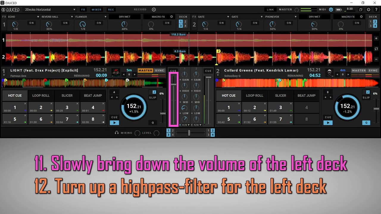 TUTORIAL: Easy Beginner Hip Hop & Rap Transitions / Mixing Techniques DJUCED (Hercules Inpulse ...