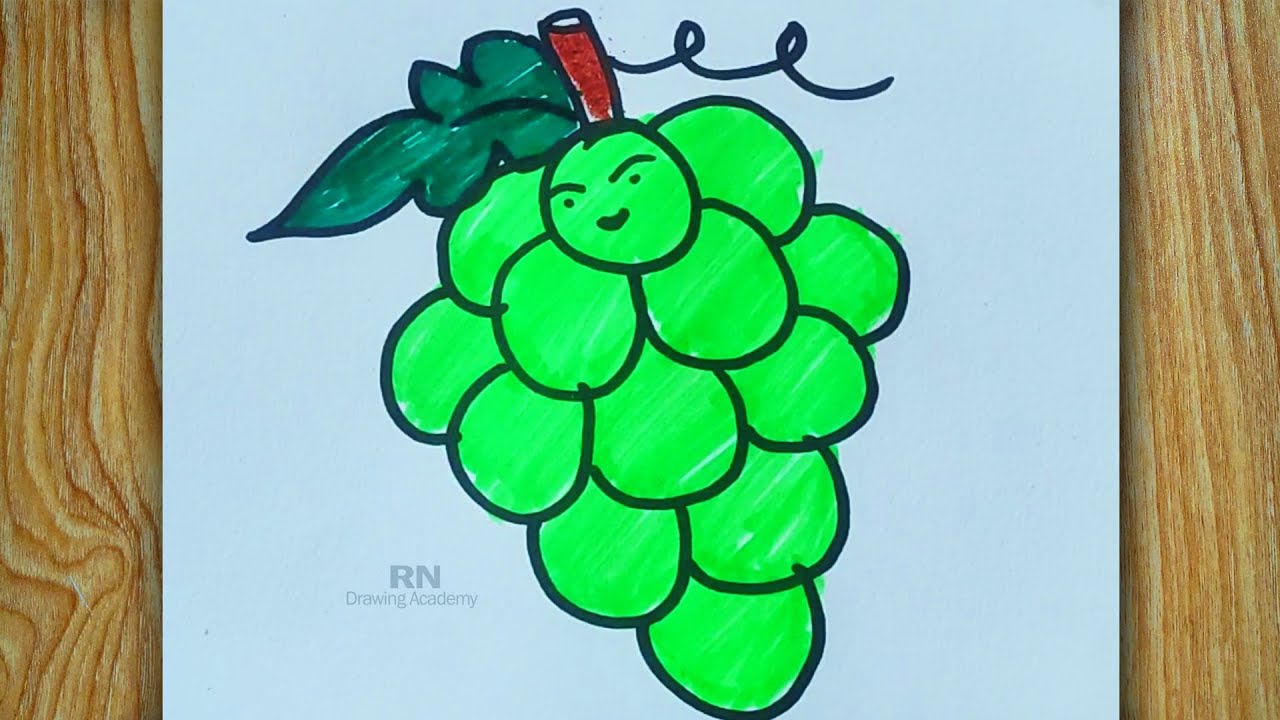 How to draw grapes step by step | Cute Grapes Drawing | Easy Drawing ...