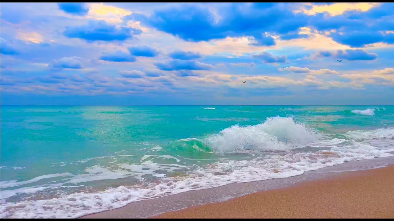 8 Hours of Breathtaking Ocean Waves & Heavenly Sky | Beautiful Beach in ...
