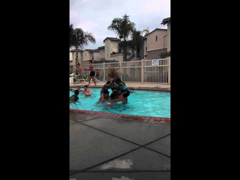 Aj playing Chicken in the pool today