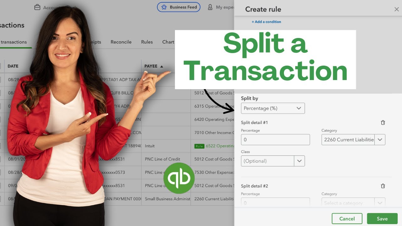 Split a Transaction in Quickbooks Online (QBO) in under 3 minutes - YouTube
