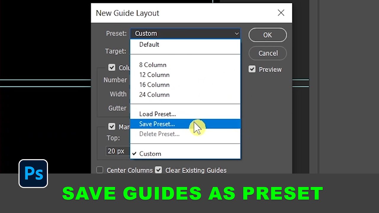 Save Guides as a Preset in Photoshop - YouTube