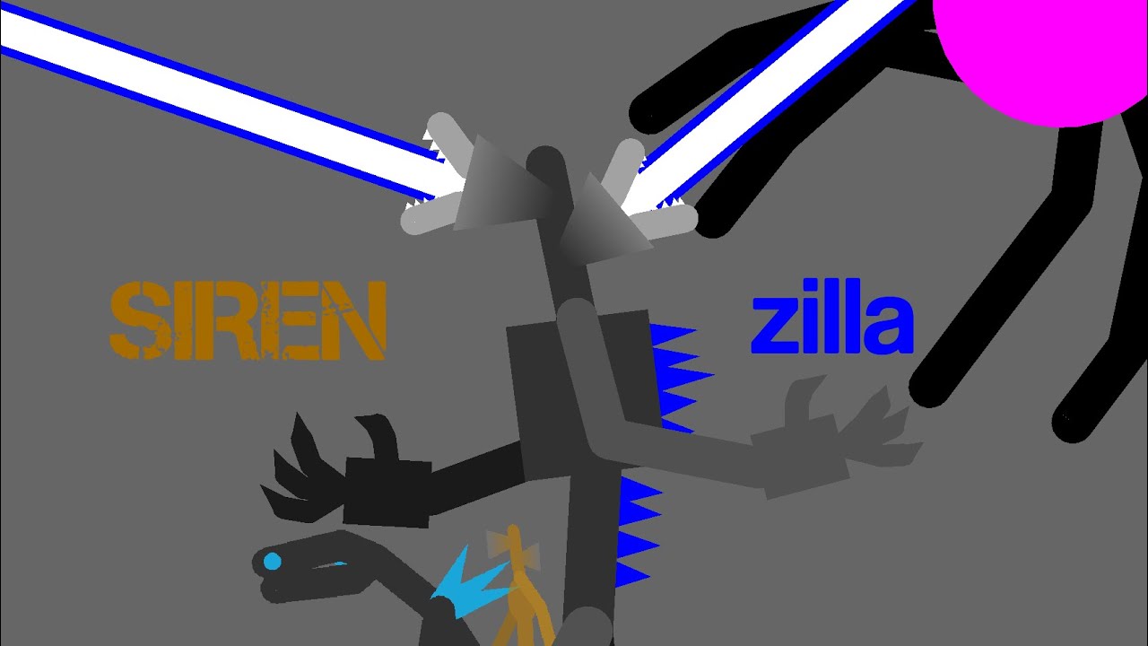 SIRENZILLA! Godzilla fusion siren head vs sky tentacles (sticknodes ...