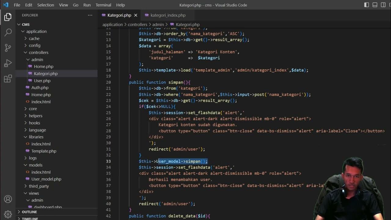 Membuat CMS Codeigniter 3 - Bagian 8 menu kategori konten - YouTube
