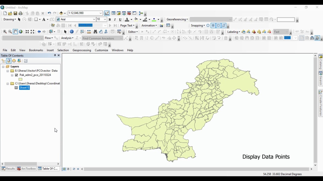 How to display Geographic Coordinates Tabular Data in ArcGIS - YouTube