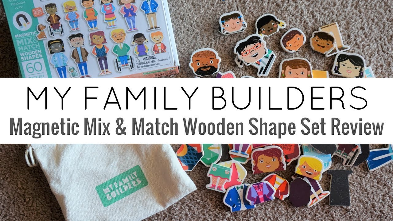 My Family Builders Magnetic Mix & Match Wooden Shape Set Review - YouTube