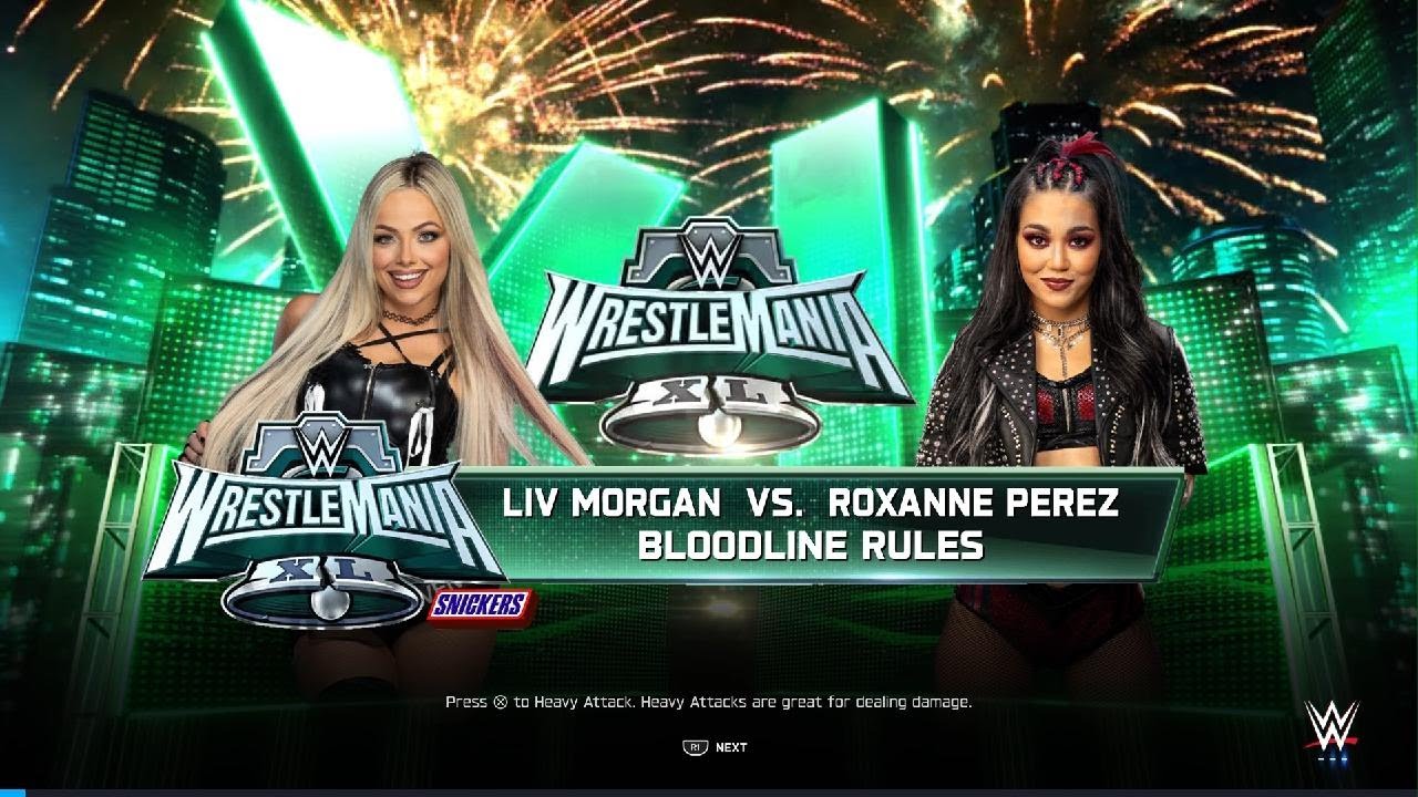 WWE 2K25 - Bloodline Rules Match at WrestleMania- Liv Morgan Vs Roxanne ...