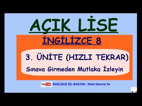 Açık Lise İNGİLİZCE 8 (3. Ünite)