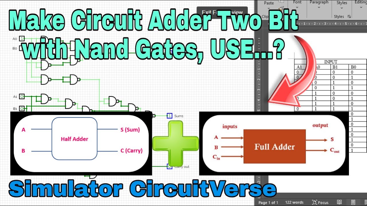 Membuat Adder 2 Bit with Nand Gates! Menggunakan kombinasi Half Adder ...