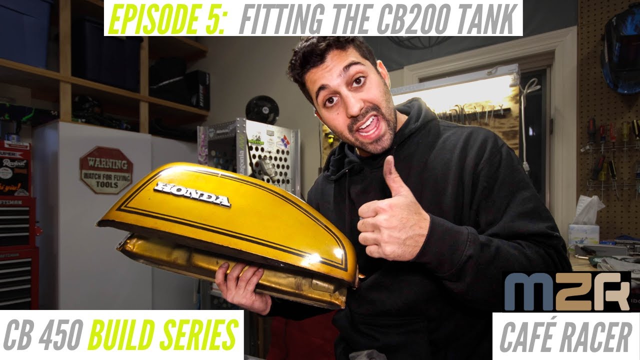 HONDA CB450 CAFÉ RACER BUILD Vol. 5 - Fitting CB200 Tank to CB450 Frame ...