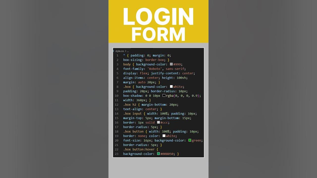 How To Create Login Form Using HTML And CSS | #coding #shorts - YouTube