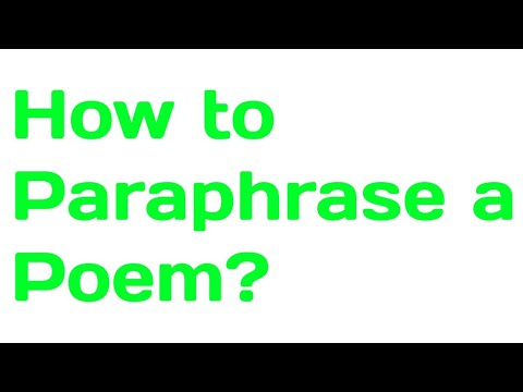 How to Paraphrase a Poem: Paraphrasing a Poem - YouTube