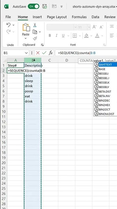 Automatically Number Rows Dynamic Array - Excel #Shorts - YouTube