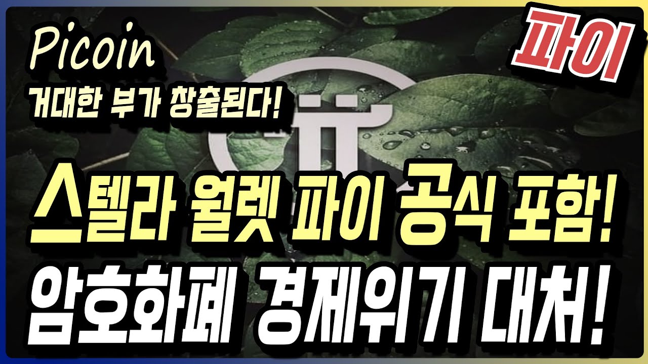 파이코인 스텔라 월렛 파이 공식 포함 암호화폐 경제위기 대처 Picoin 파이코인 알트코인 Youtube