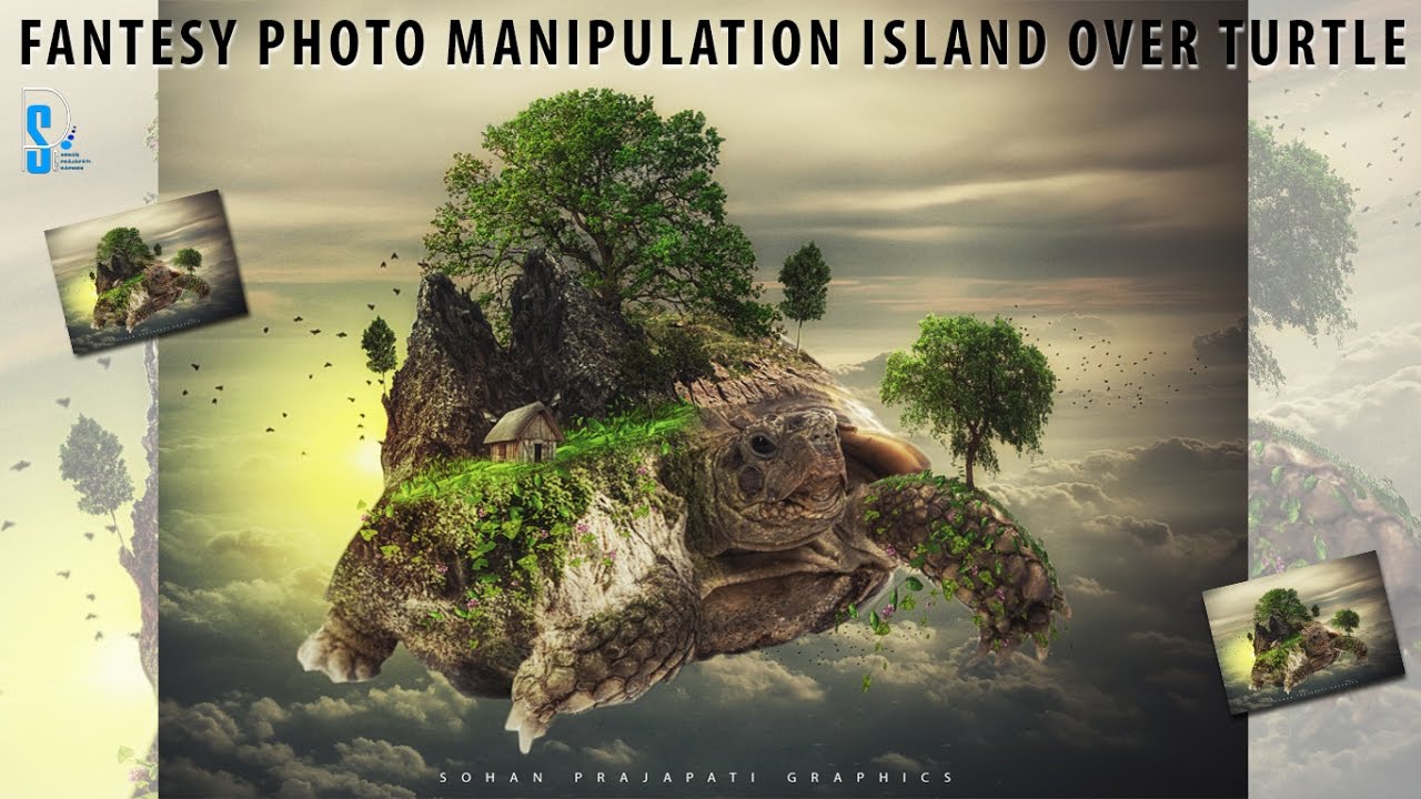 FANTESY PHOTO MANIPULATION ISLAND OVER TURTLE PHOTOSHOP CS6 - YouTube