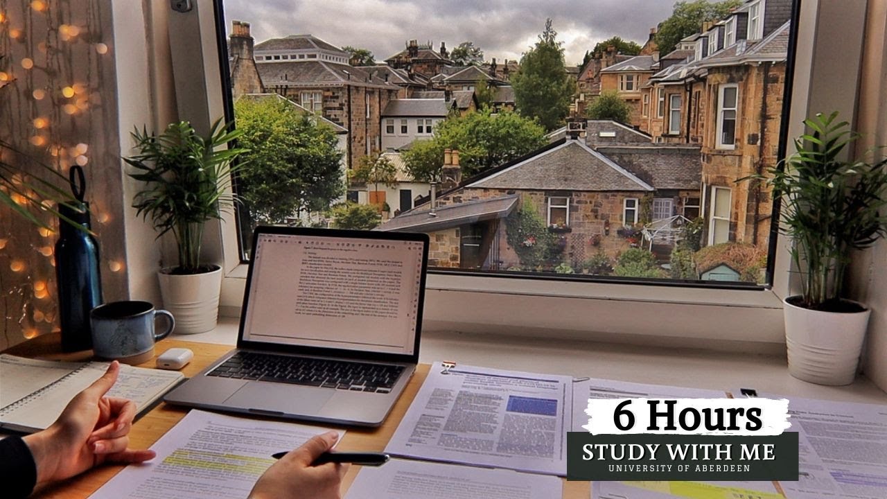 6 HOUR STUDY WITH ME | Background noise, 10-min Break, No music, Study ...