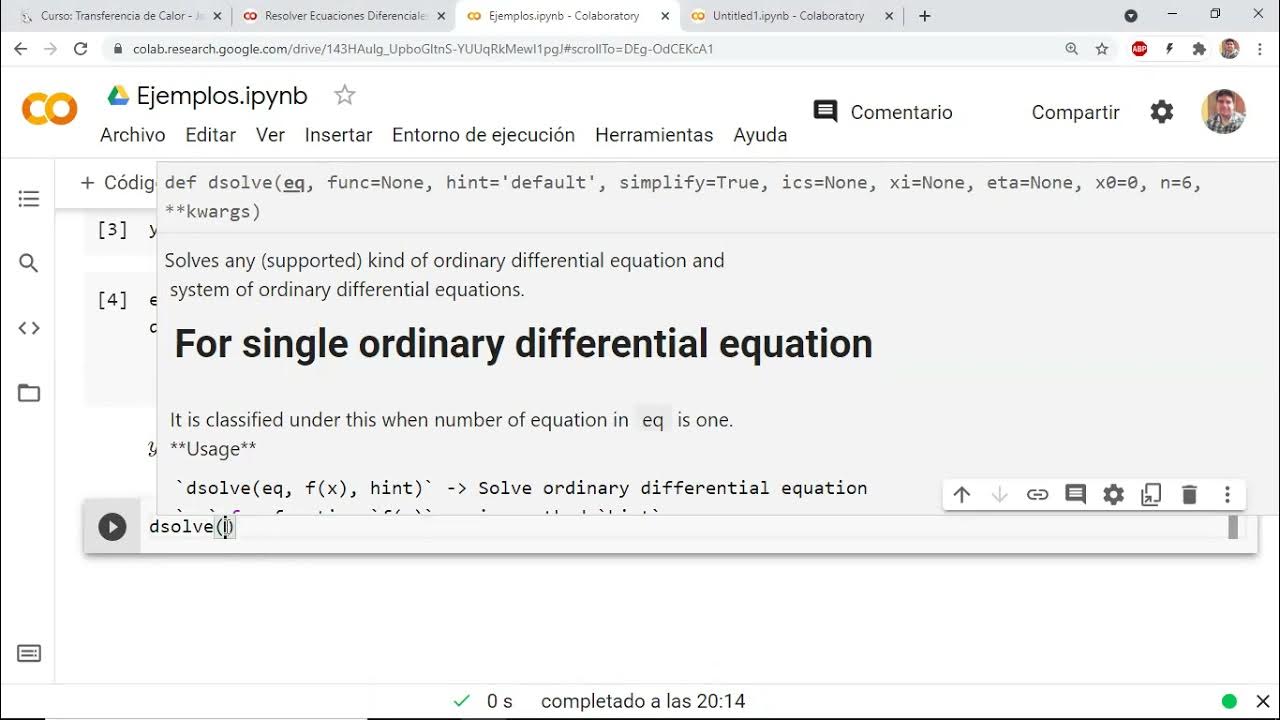 Ejemplo Ecuaciones Diferenciales Python - YouTube