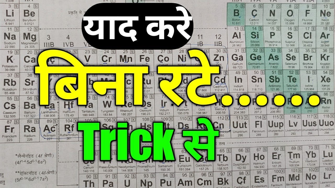 आवर्त सारणी याद करने का तरीका|आवर्त सारणी याद करने का ट्रिक|avart sarni ...