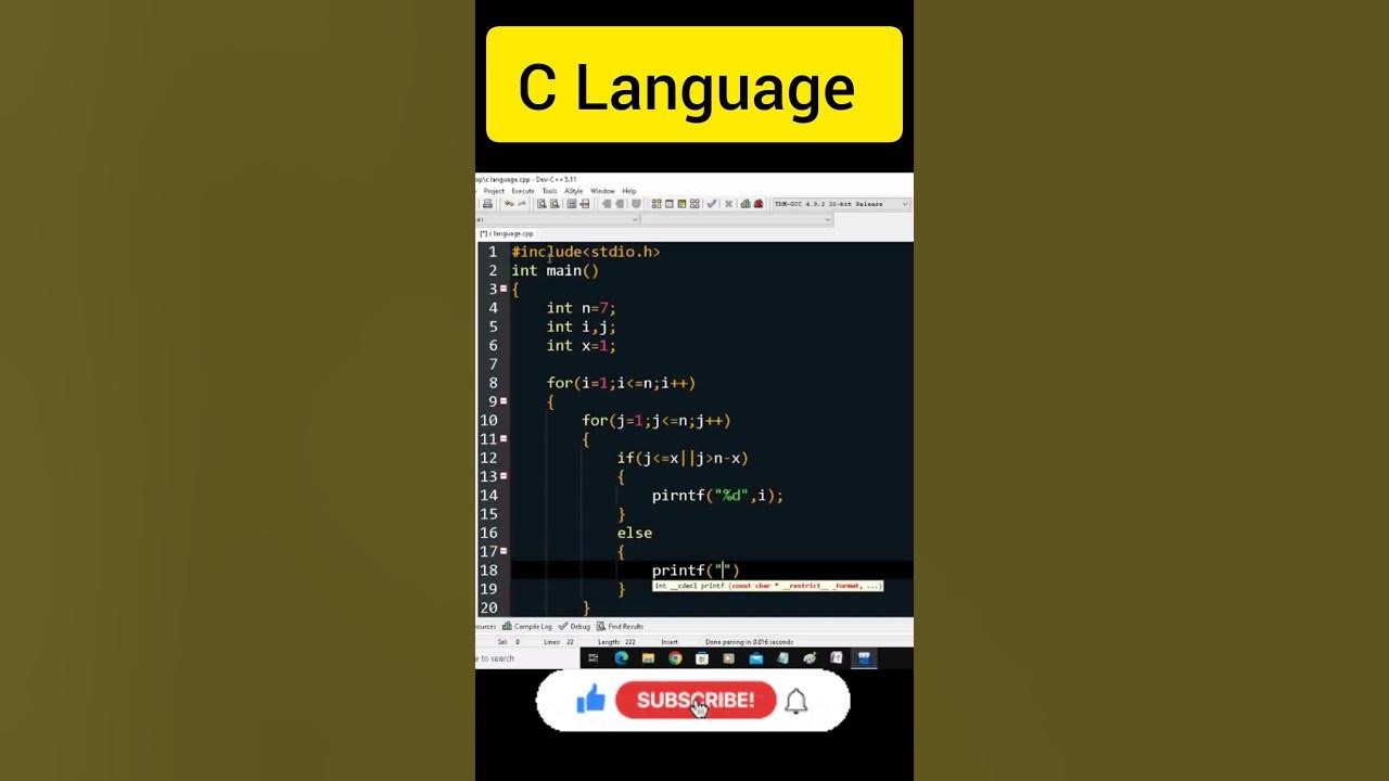 C Language Pattern 42 Vamsikrishna Tutorial Shortsfeed Viral Clanguage Cprogramming Trending