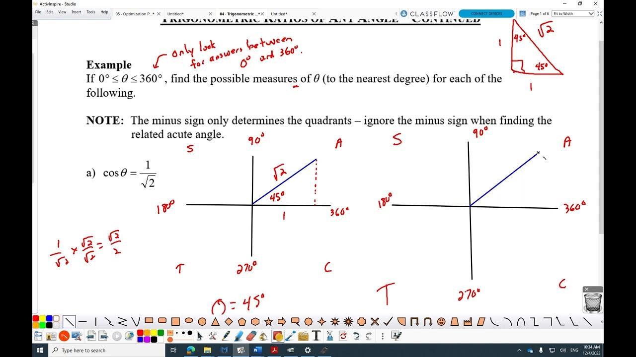 Video Lesson - Trigonometric Ratios of Any Angle - Continued (Finding ...